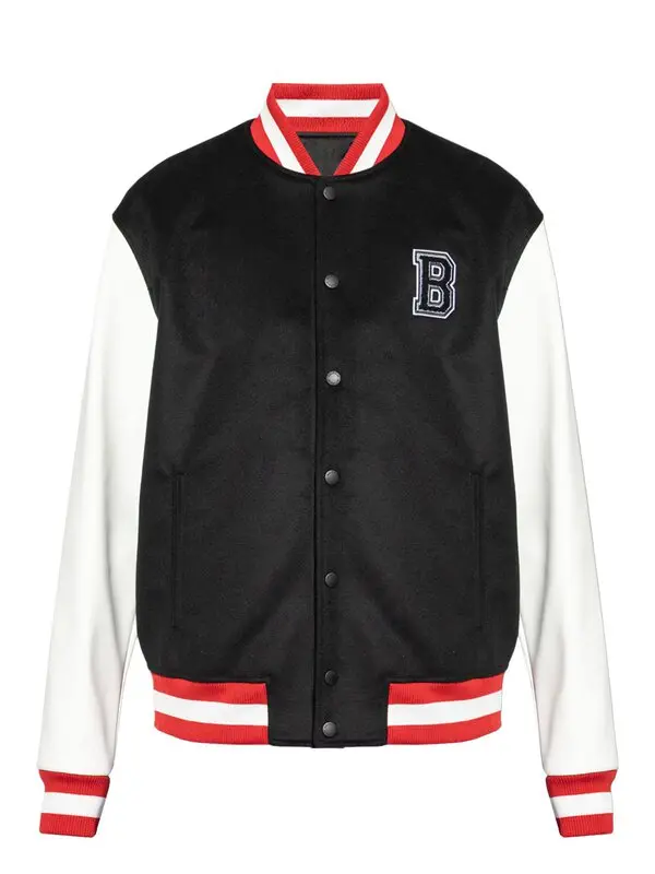 Balmain Embroidered Varsity Bomber Jacket - Black