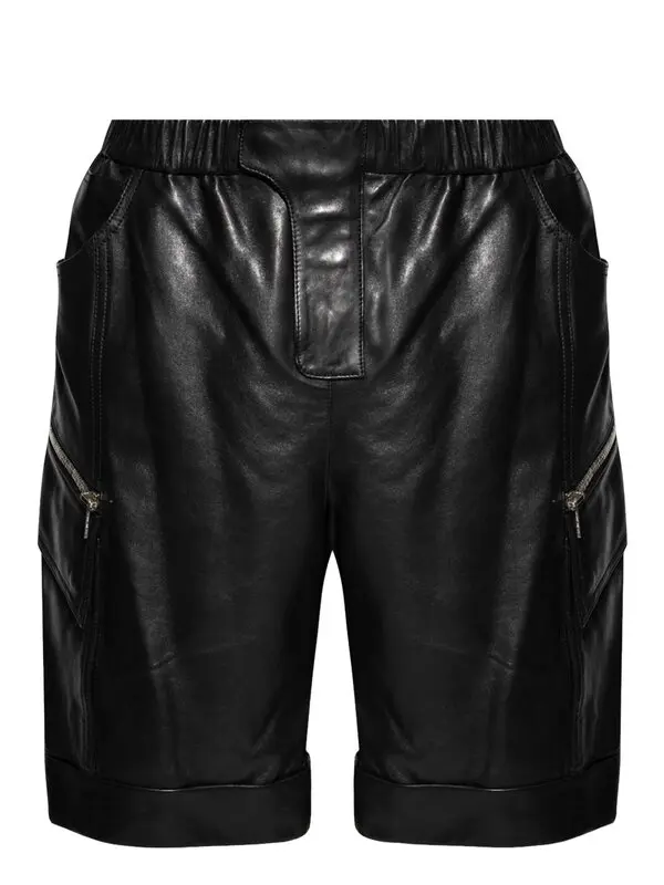 Balmain Leather Cargo Shorts - Black