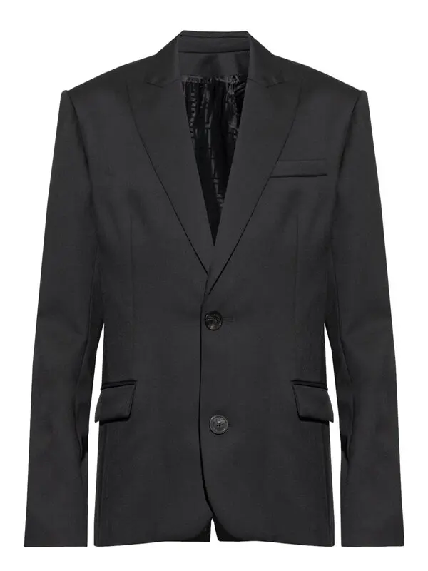 Balmain Wool Blazer With Closed Lapels - Black