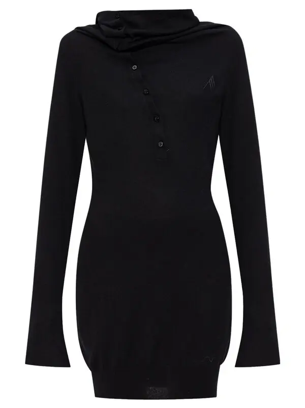 Attico Fitted Wool And Cashmere Knit Dress - Black