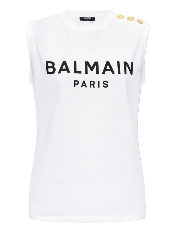 Balmain Sleeveless T-shirt With Logo - White
