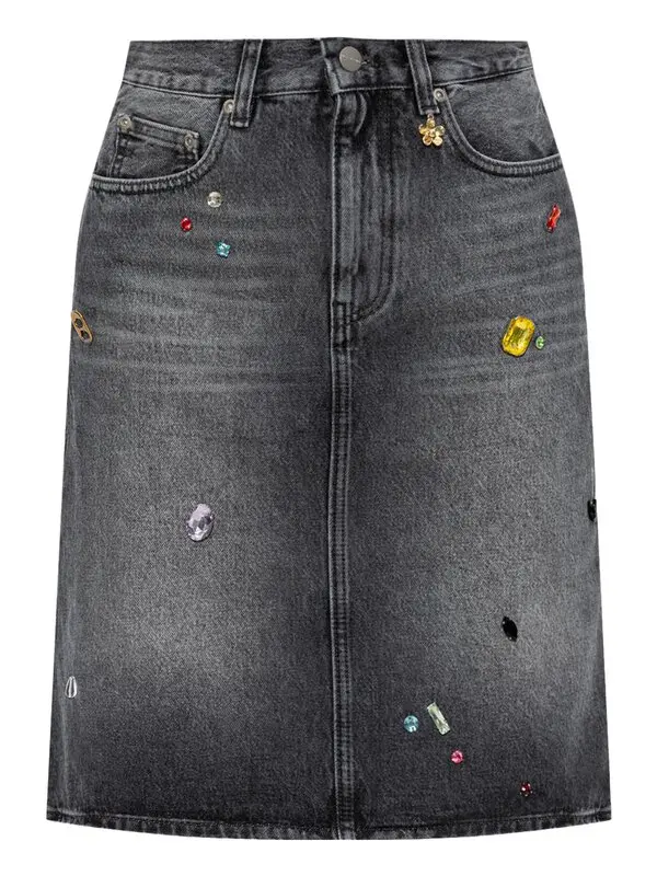 Marc Jacobs Denim Skirt With Stone Embellishments - Grey