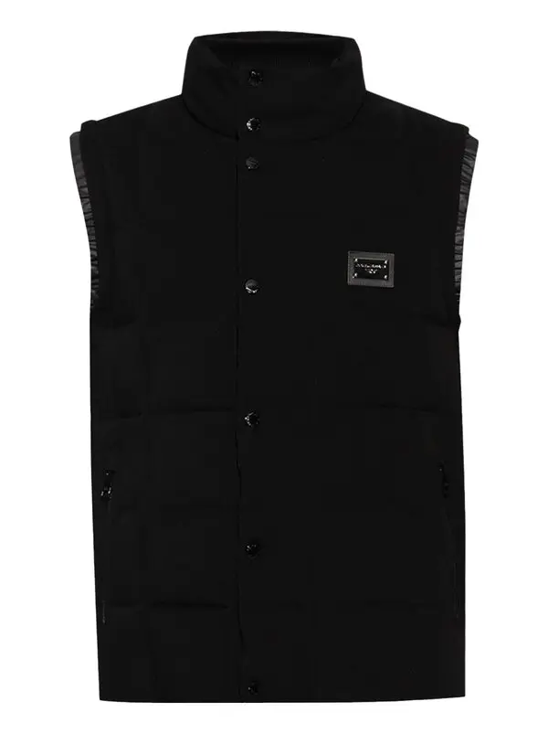 Dolce & Gabbana Quilted Vest With Logo - Black