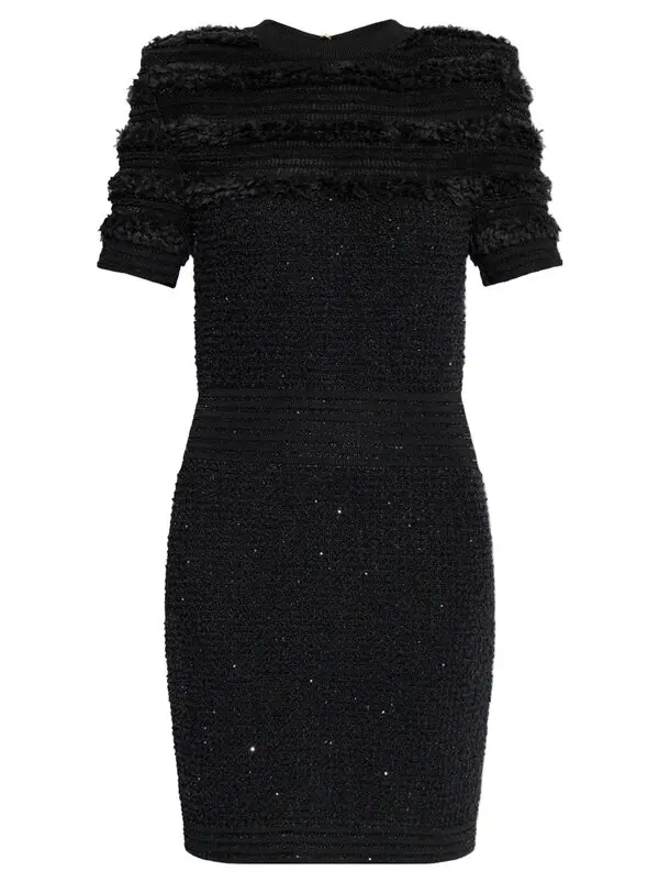 Balmain Sequin-embellished Mini Dress - Black