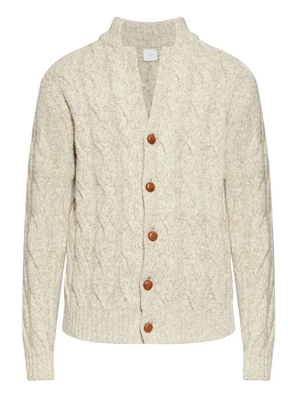 Eleventy Wool Cardigan With Decorative Knit - Cream