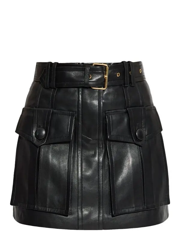 Balmain Leather Mini Skirt - Black