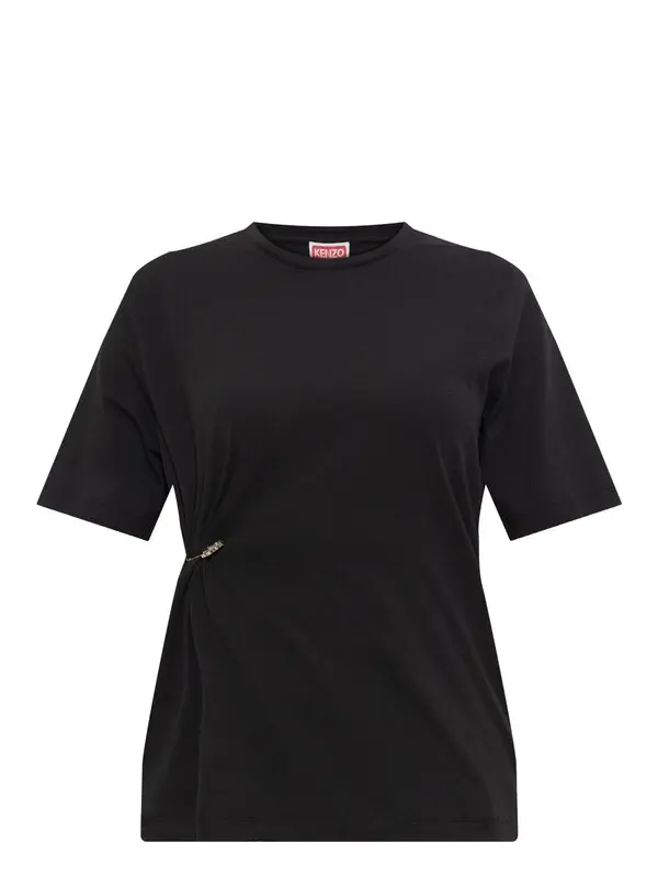 Kenzo T-shirt With Metal Applique - Black