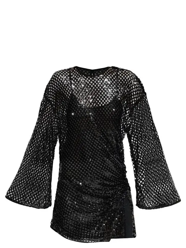 Attico Sequin-embellished Mini Dress - Black