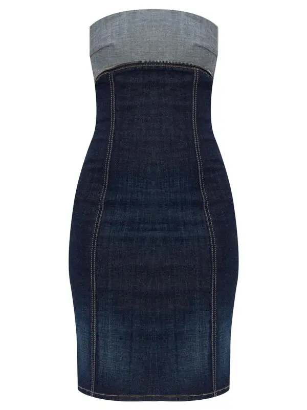 Dsquared2 Strapless Fitted Denim Dress - Navy Blue