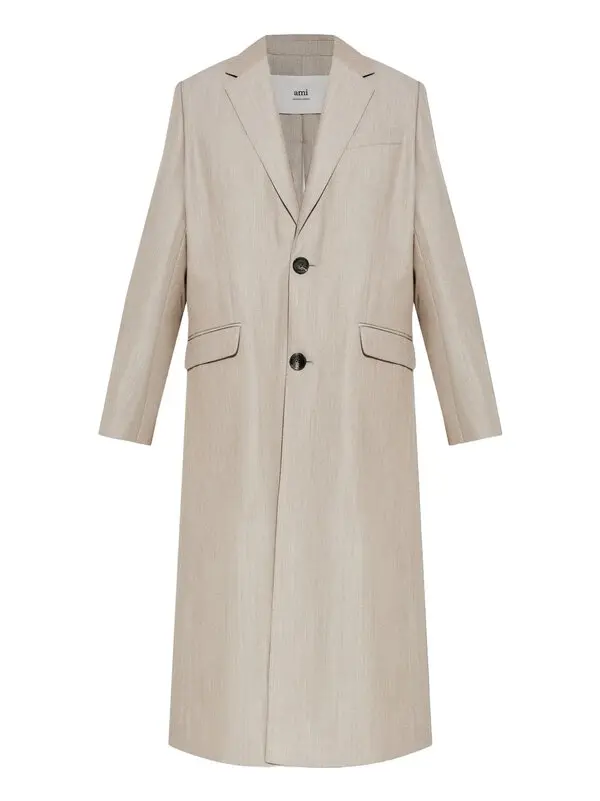 Ami Wool Double-breasted Coat - Beige