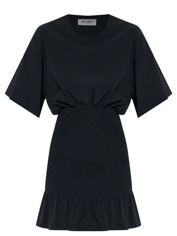 Attico Gathered Dress With Ruching - Black