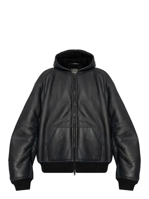 Balenciaga Lambskin Leather Jacket With Hood - Black