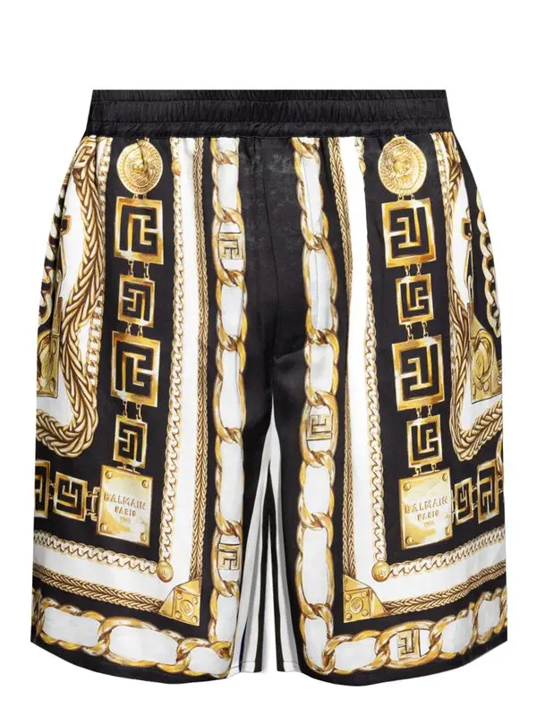 Balmain Printed Viscose Shorts - Black