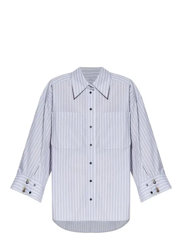 Munthe Lynne Striped Cotton Shirt - Light Blue