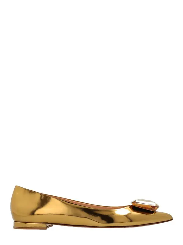 GIANVITO ROSSI Jaipur Leather Ballet Flats - Gold