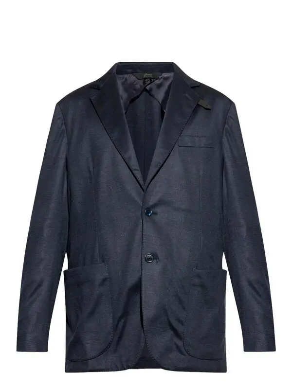 Brioni Blazer With Check Pattern - Navy Blue