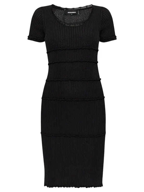 Dsquared2 Ribbed Midi Dress - Black