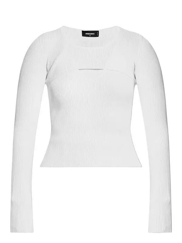 Dsquared2 Ribbed Long-sleeve Top - White