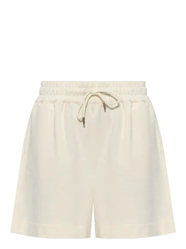 Moncler Cotton Shorts With Logo Patch - Cream
