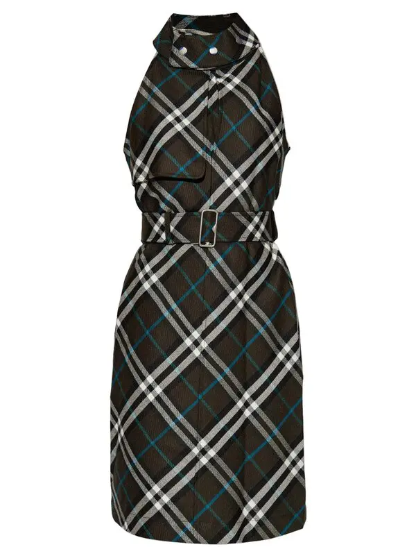 Burberry Check Pattern Dress - Brown