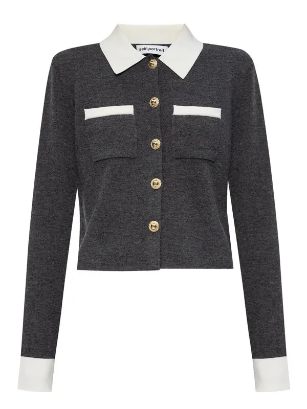SELF-PORTRAIT Buttoned Cardigan - Grey