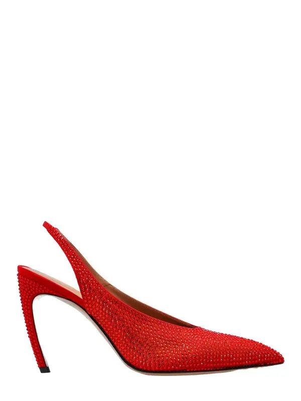 Attico Viper Crystal-embellished Slingback Heels - Red