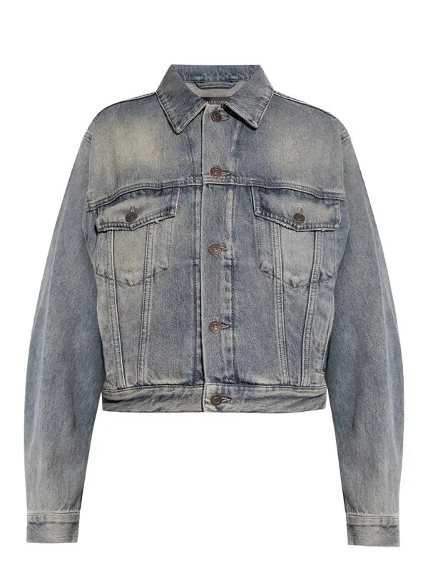 Balenciaga Logo Denim Jacket - Blue