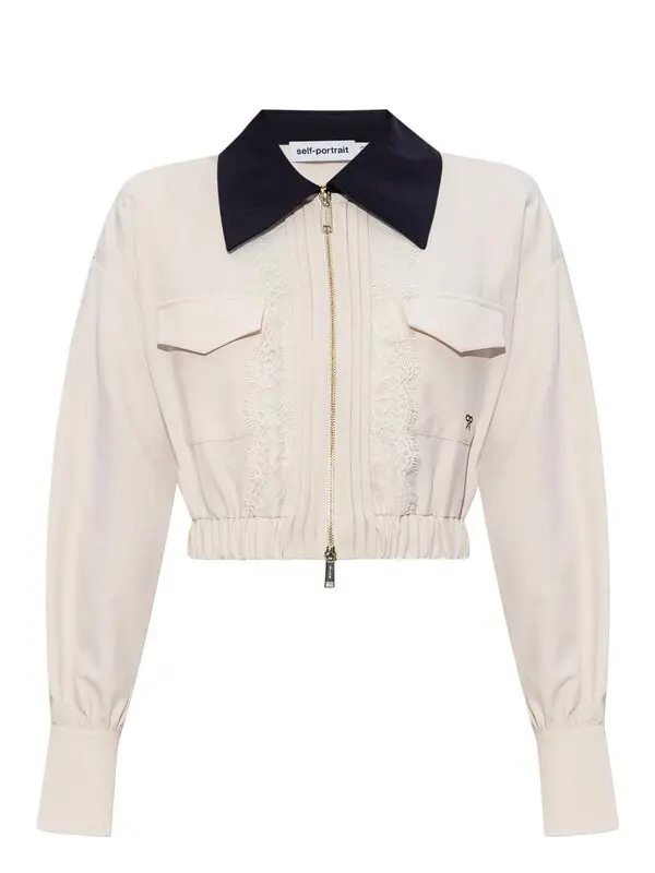 SELF-PORTRAIT Jacket With Lace Inserts - Cream