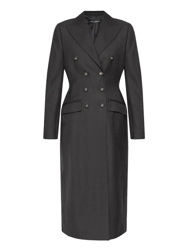 Dolce & Gabbana Double-breasted Wool And Silk Coat - Grey