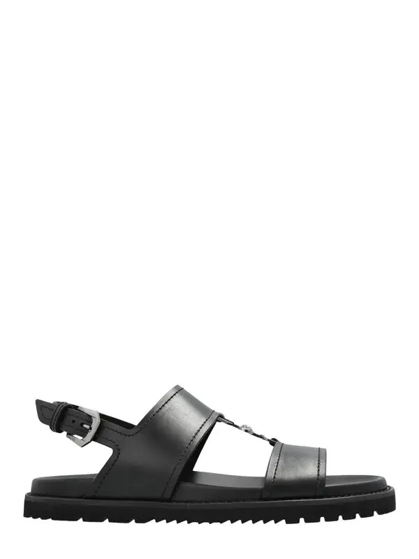 Versace Leather Sandals - Black