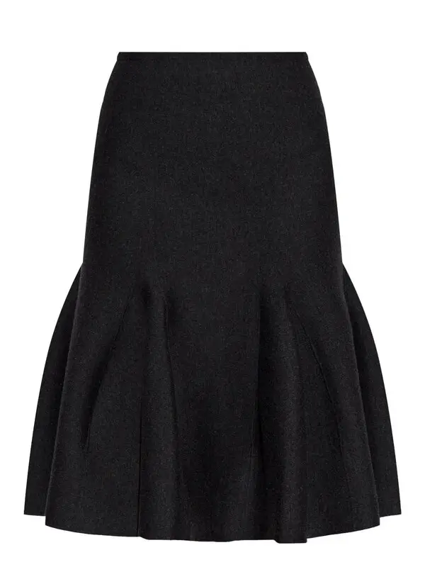 Alaïa Wool Midi Skirt - Grey