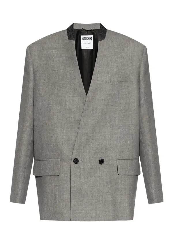 Moschino Double-breasted Loose-fit Wool Blazer - Grey