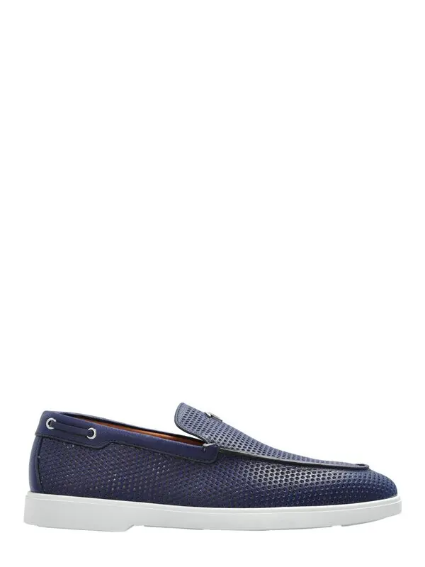 GIUSEPPE ZANOTTI Perforated Leather Loafers - Navy Blue