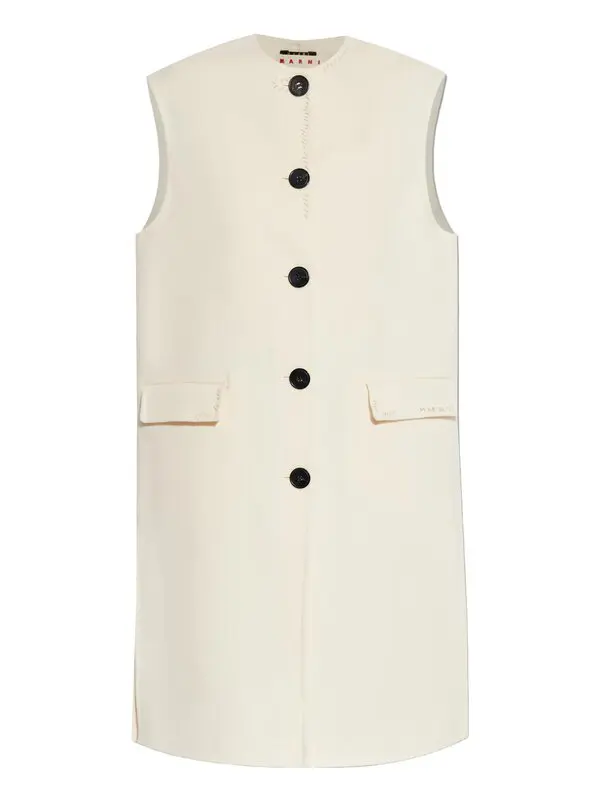 Marni Vest With Decorative Stitching - Cream