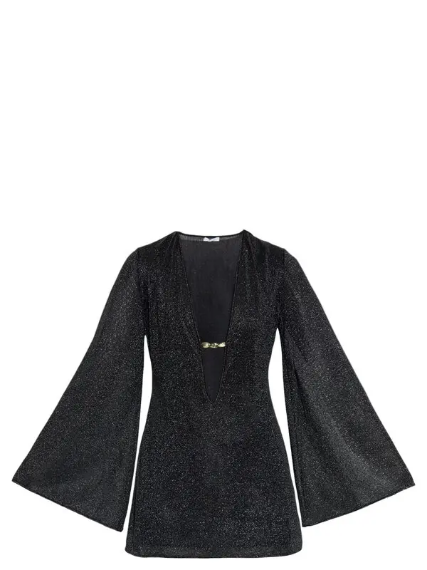 Oseree Lurex Mini Dress - Black
