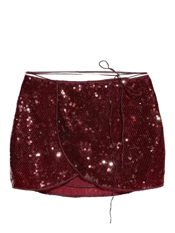Oseree Sequin Mini Pareo - Burgundy