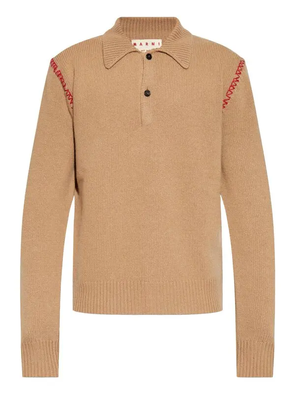 Marni Polo Wool-cashmere Sweater - Beige