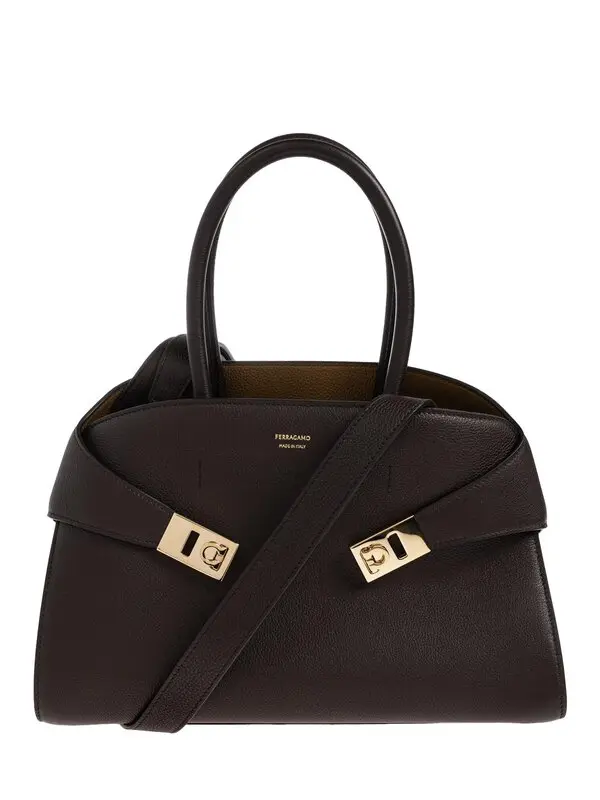 FERRAGAMO Hug S Leather Handbag - Brown