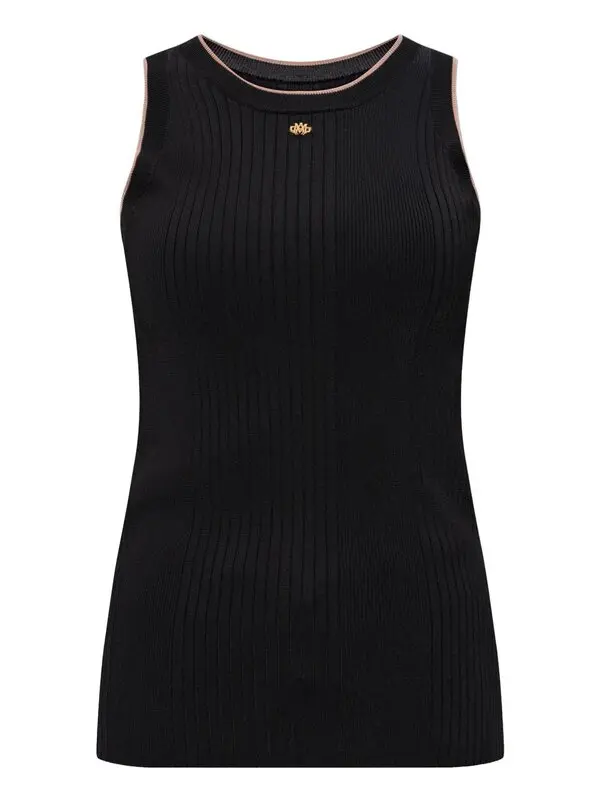 Amiri Sleeveless Ribbed Top With Back Cutout - Black