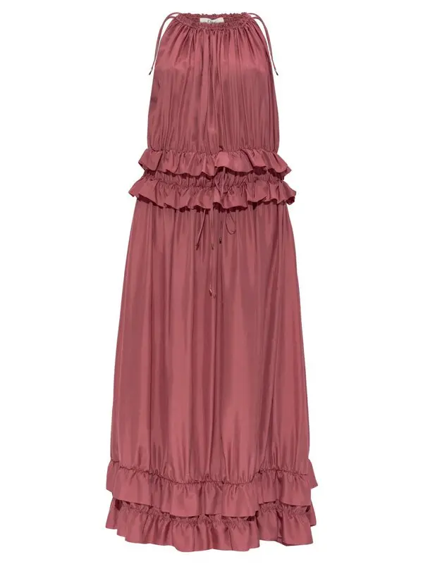 Chloé Silk Maxi Dress With Ruffles - Pink