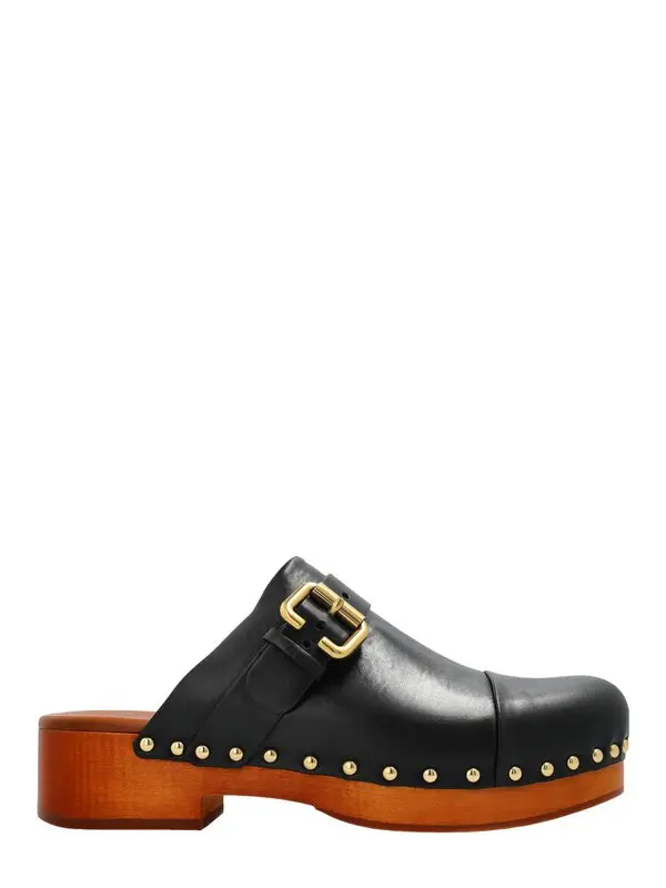 Chloé Jeannette Leather Clogs - Black