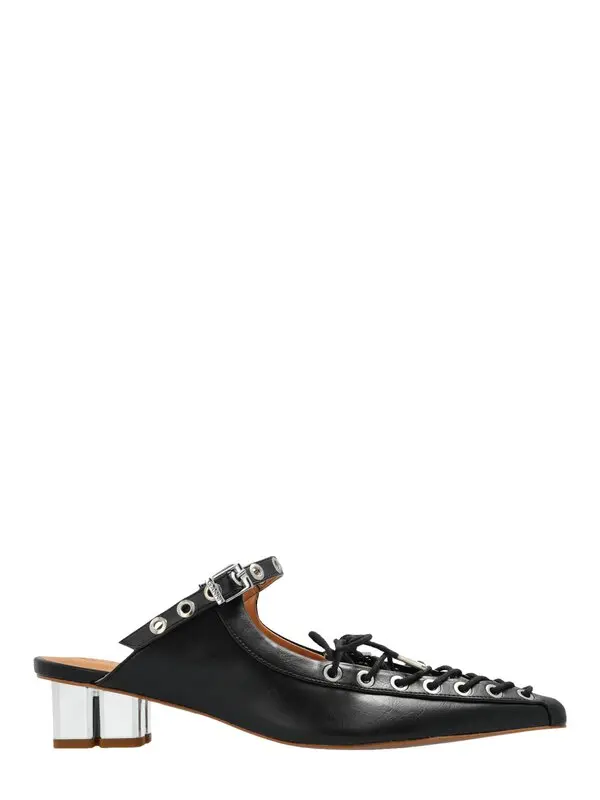 GANNI Eco Leather Heeled Mules - Black