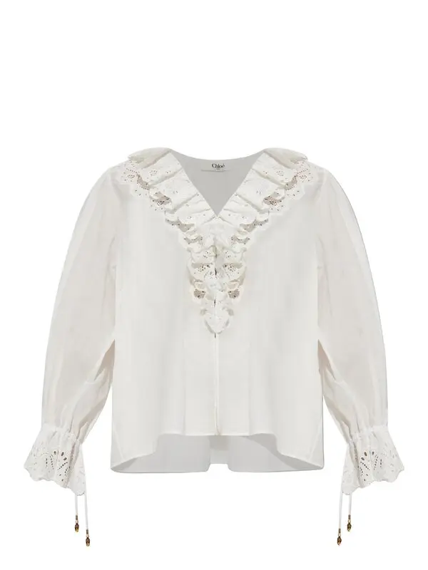 Chloé Top With Openwork Ruffles - White