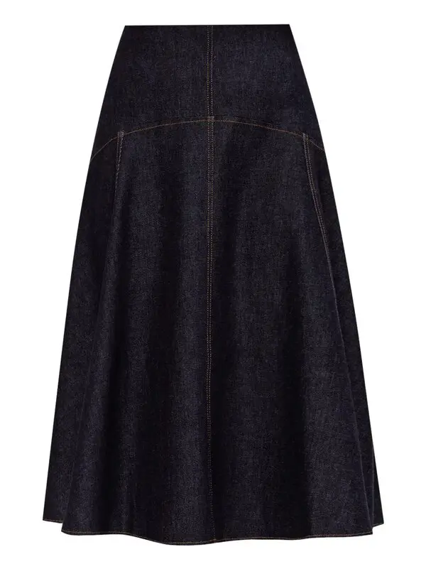 Jacquemus Flared Midi Denim Skirt - Navy Blue
