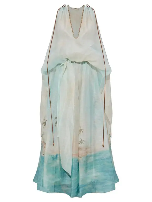 Zimmermann Silk-linen Blend Dress - Light Blue
