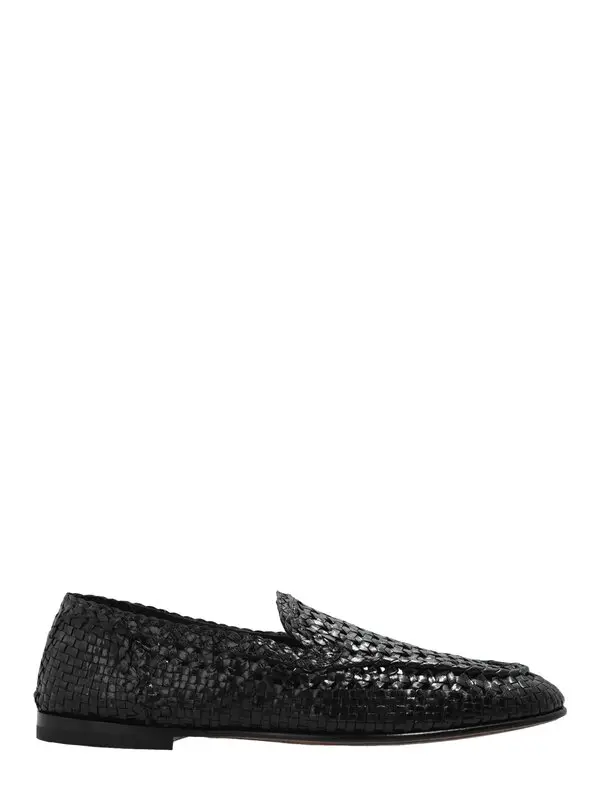 Dolce & Gabbana Woven Leather Loafers - Black
