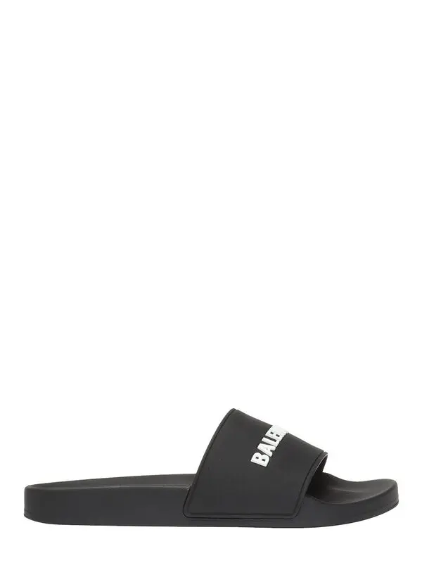 Balenciaga Pool Slides With Logo - Black