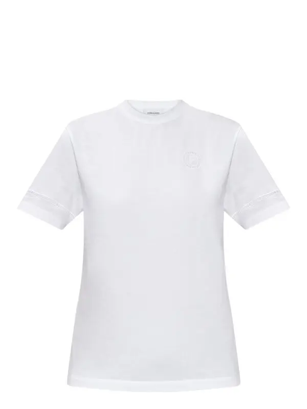 FERRAGAMO T-shirt With Openwork Inserts - White