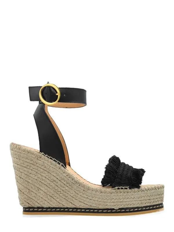 ODISSI Wedge Sandals With Braided Detailing - Black