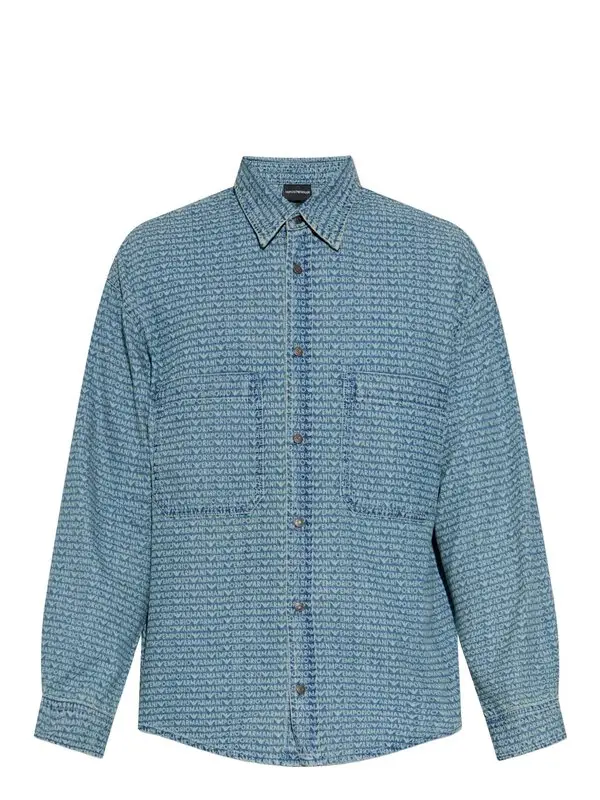 Emporio Armani Shirt With Monogram - Blue